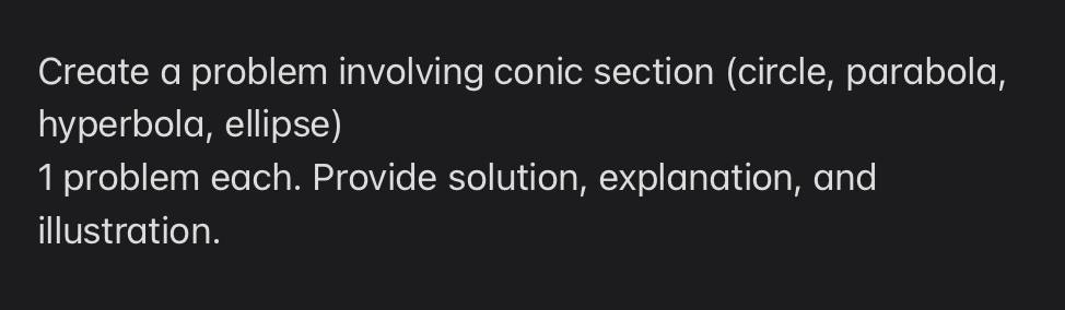 Create a problem involving conic section (circle, | Chegg.com