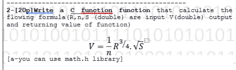 2-[20p]Write a c function function that calculate the | Chegg.com