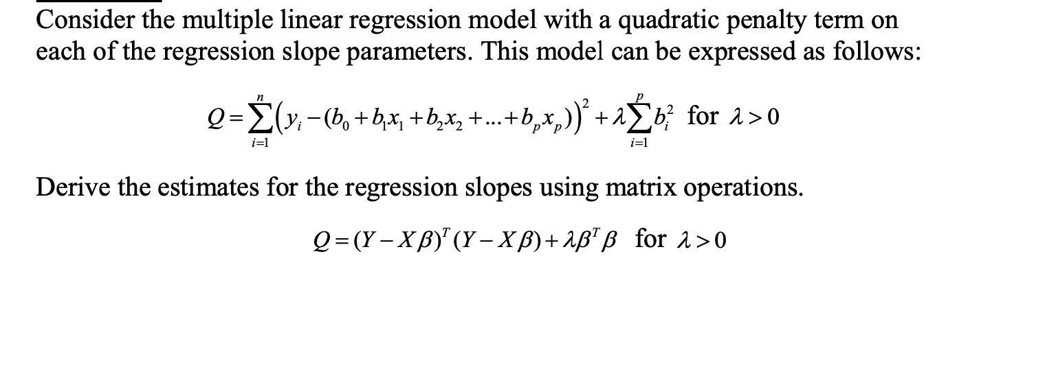 Solved Consider the multiple linear regression model with a | Chegg.com