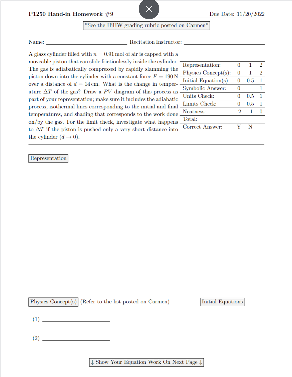 Solved Name: Recitation Instructor: A glass cylinder filled | Chegg.com