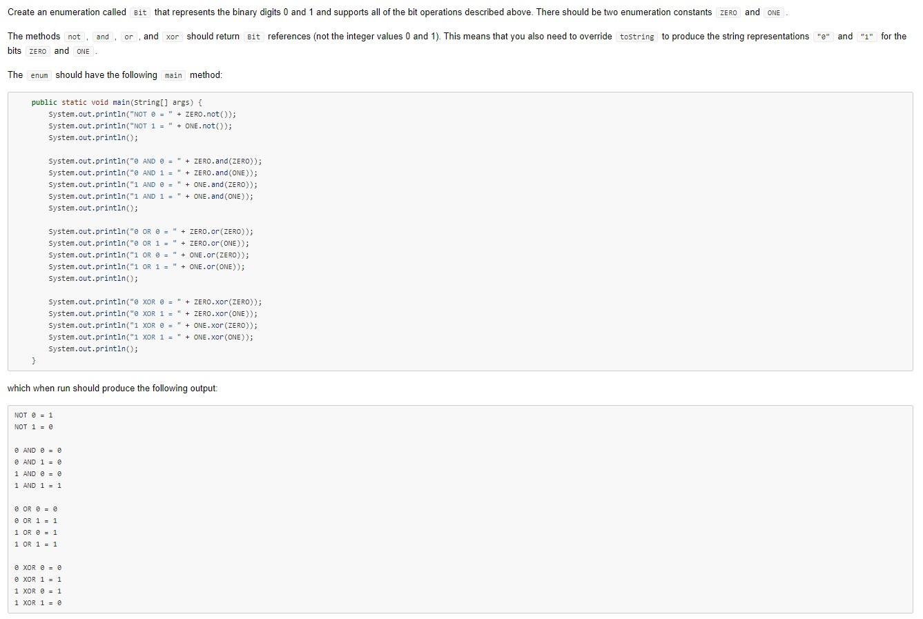 Solved Create an enumeration called Bit that represents the | Chegg.com