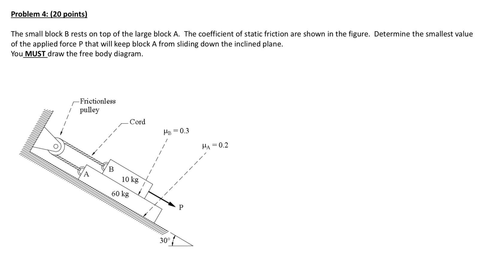 Solved The small block B rests on top of the large block A. | Chegg.com