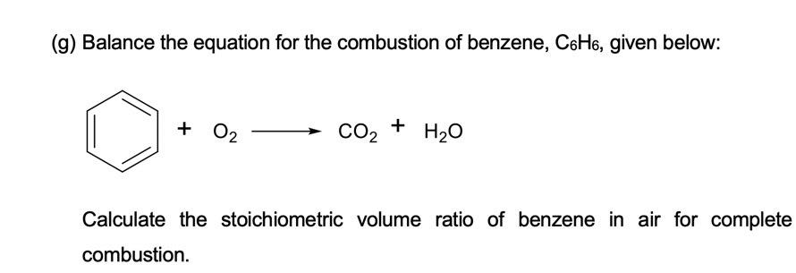 Solved g) Balance the equation for the combustion of | Chegg.com