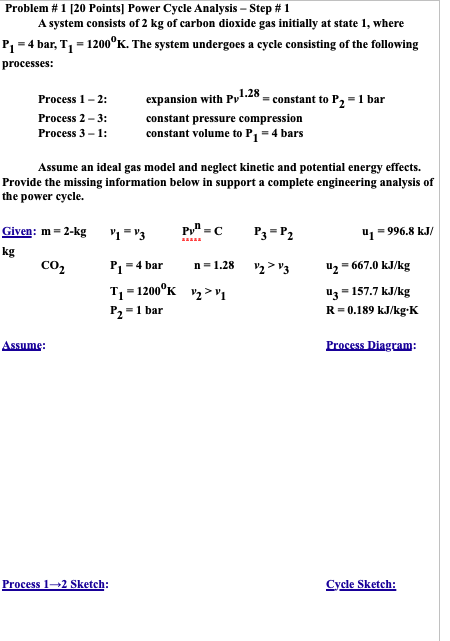 Solved Problem #1 [20 Points Power Cycle Analysis - Step #1 | Chegg.com