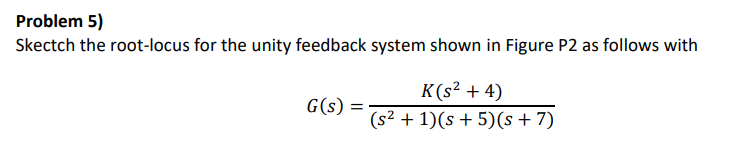 Solved Problem 5)Skectch the root-locus for the unity | Chegg.com