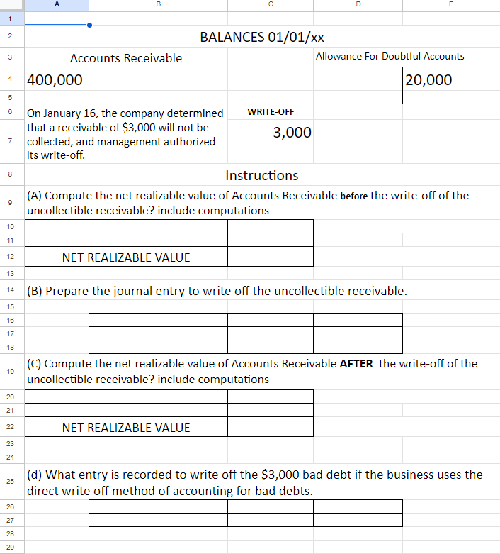 Solved (C) Compute the net realizable value of Accounts | Chegg.com