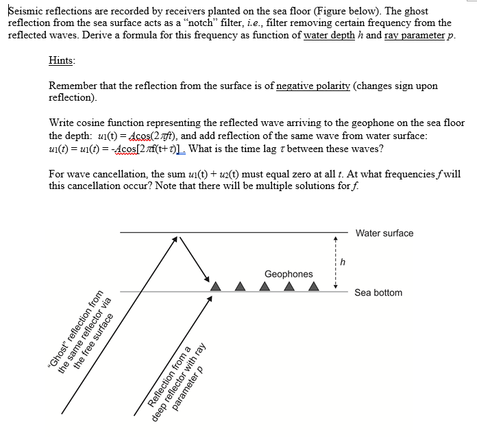 Seismic reflections are recorded by receivers planted | Chegg.com