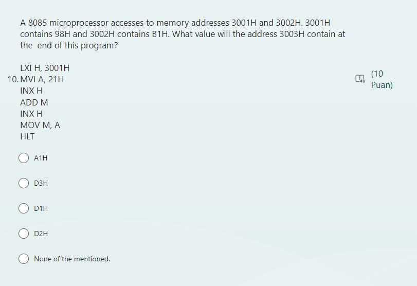 Solved Assume PC and SP contain 1000H and 2000H | Chegg.com