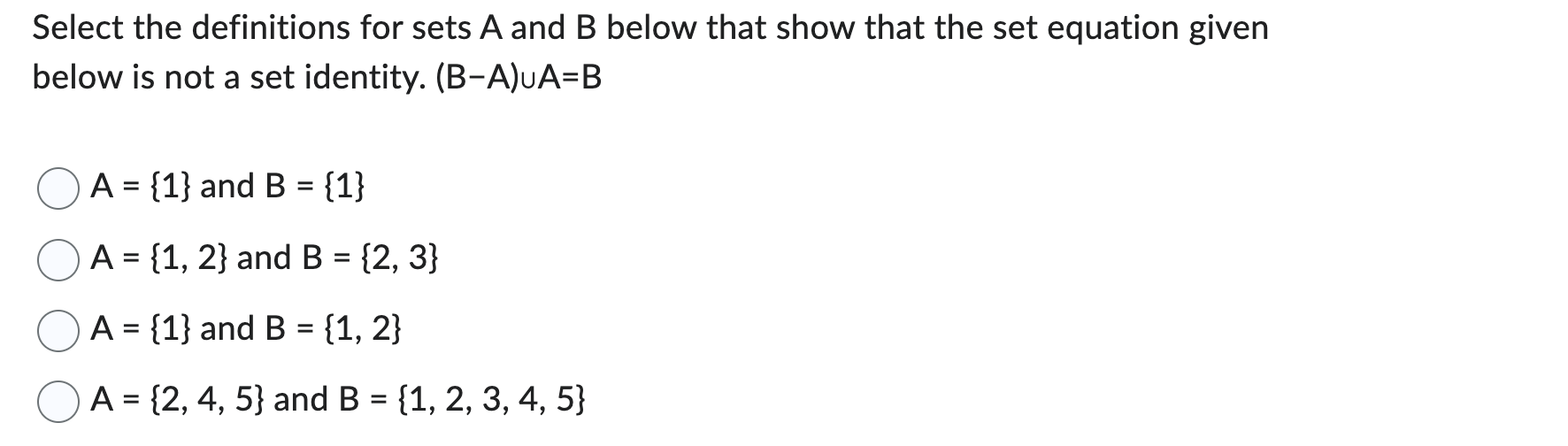 Solved Select the definitions for sets A and B below that | Chegg.com