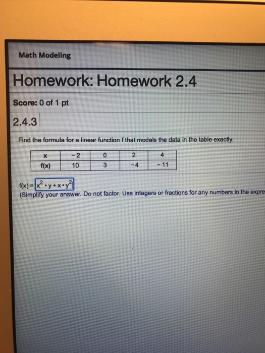 Solved Math Modeling Homework: Homework 2.4 Score: 0 of 1 pt | Chegg.com