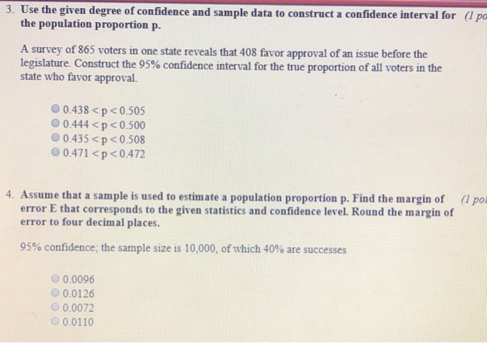 Solved Use the given degree of confidence and sample data to | Chegg.com