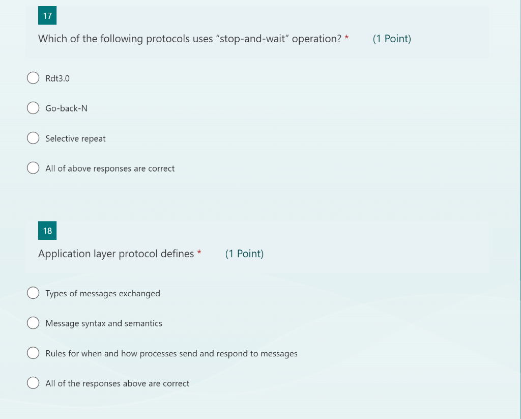 Solved Which of the following protocols uses "stop-and-wait" | Chegg.com