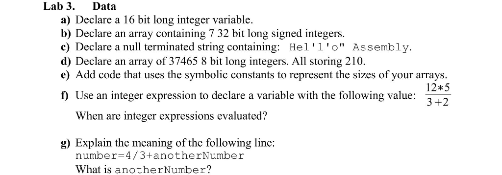 Solved Lab 3 Data A Declare A 16 Bit Long Integer 9156