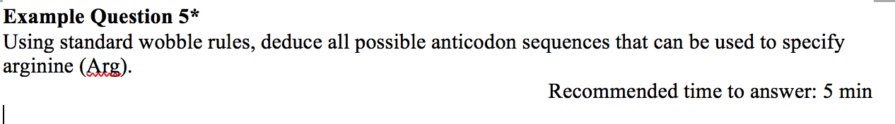 Solved Example Question 5* Using standard wobble rules, | Chegg.com