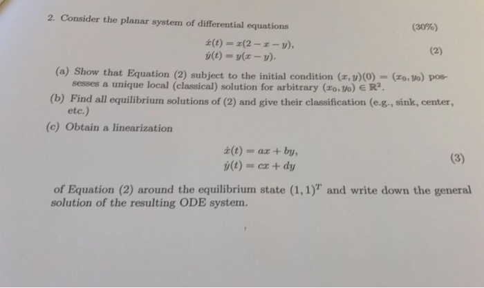 Solved Consider the planar system of differential equations | Chegg.com
