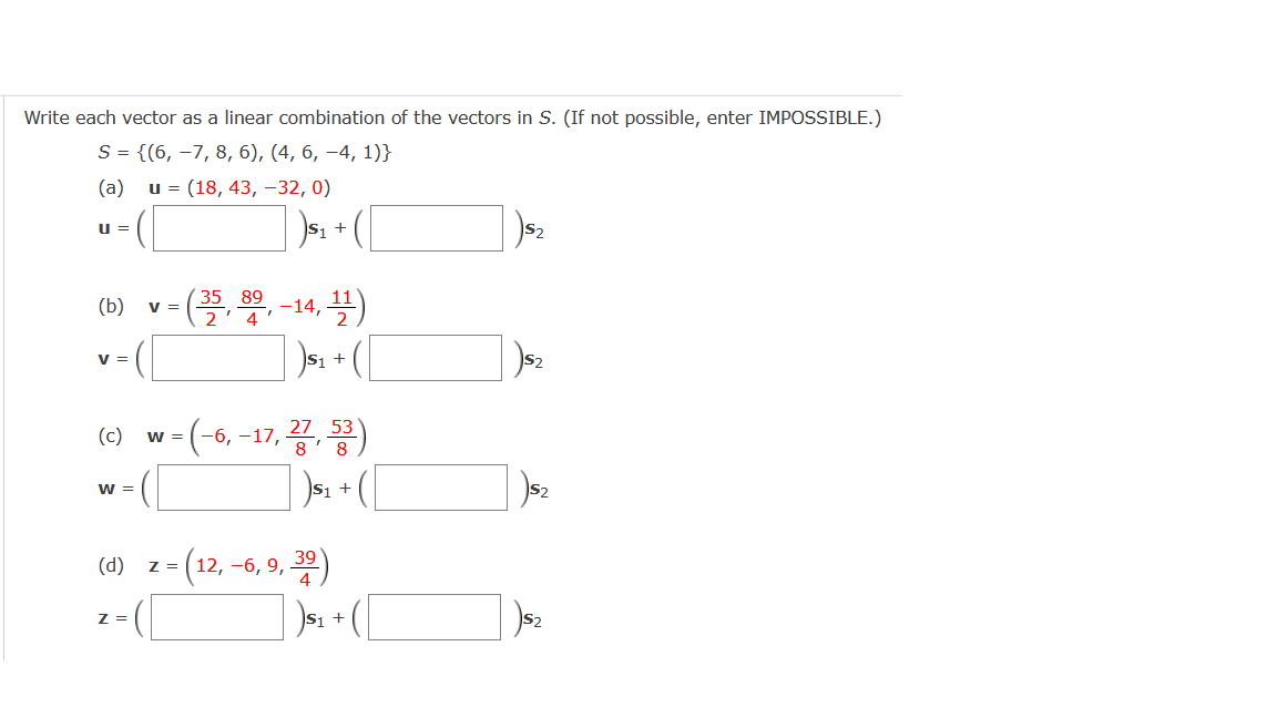 Solved Write each vector as a linear combination of the | Chegg.com