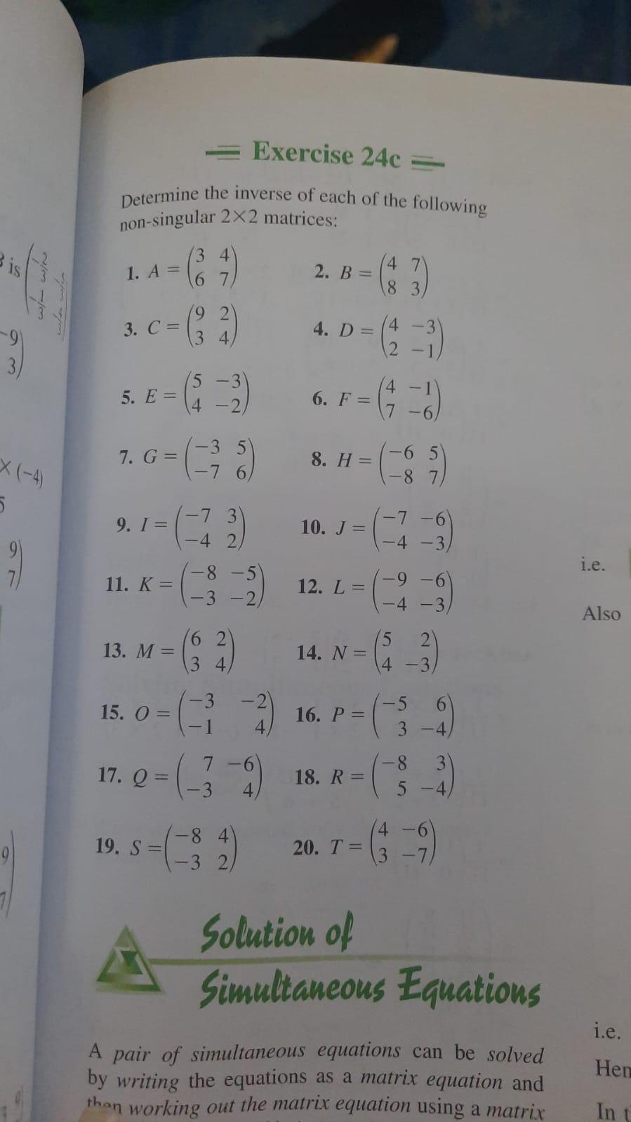 Solved Determine the inverse of the following non-singular | Chegg.com