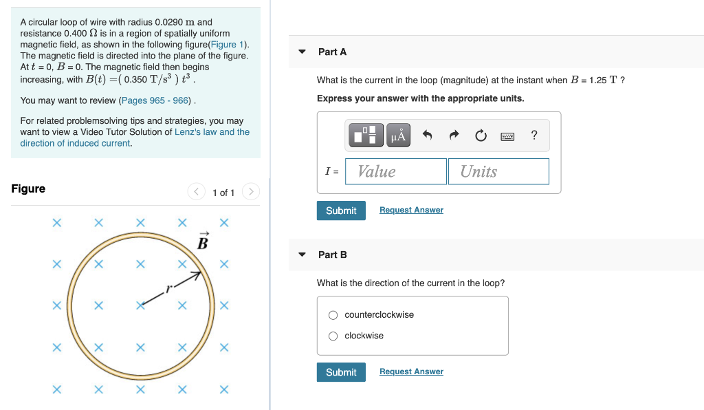 Solved Part A A circular loop of wire with radius 0.0290 m | Chegg.com