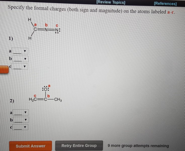 Solved Rererences Specify the formal charges (both sign and | Chegg.com