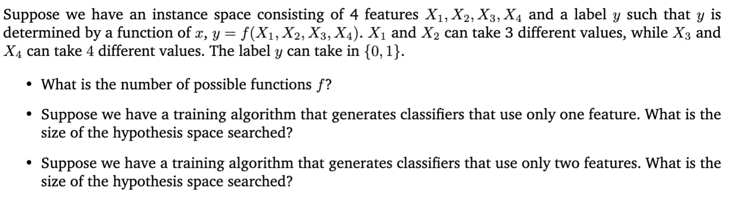 Suppose we have an instance space consisting of 4 | Chegg.com