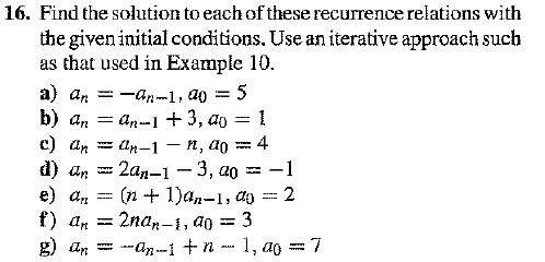 Solved 16. Find the solution to each of these recurrence | Chegg.com