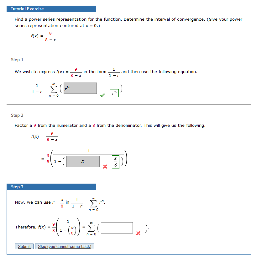 Solved Tutorial Exercise Find a power series representation | Chegg.com