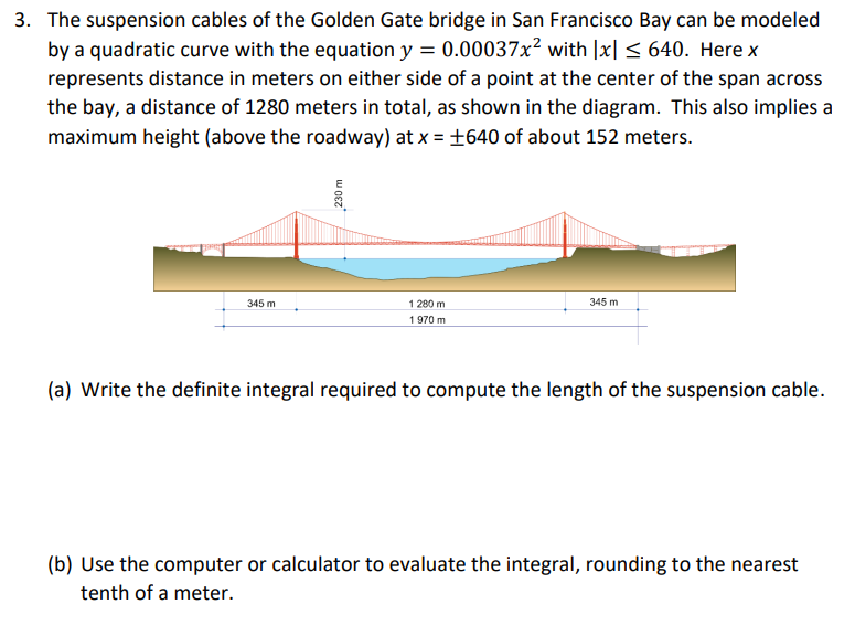 Solved 3. The suspension cables of the Golden Gate bridge in | Chegg.com