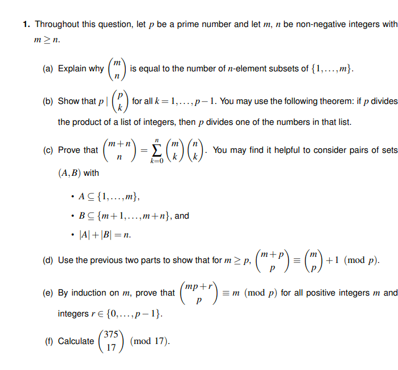 Solved 1. Throughout this question, let p be a prime number | Chegg.com