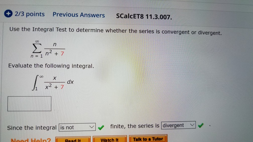Solved # 2/3 points Previous Answers SCalcET8 11.3.007. Use | Chegg.com