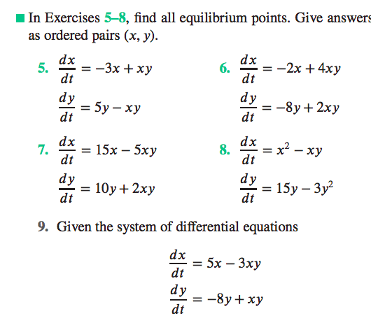 Solved In Exercises 5–8, find all equilibrium points. Give | Chegg.com