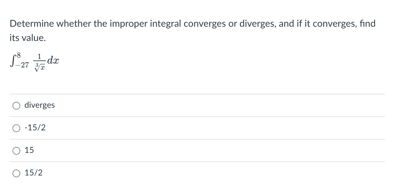 Solved Determine whether the improper integral converges or | Chegg.com