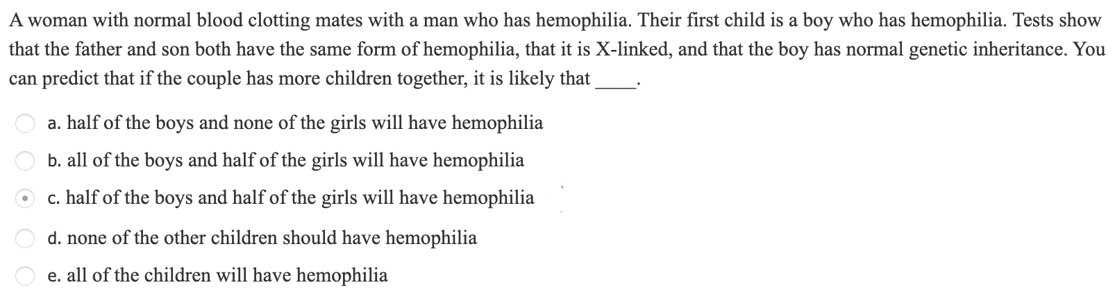 Solved A woman with normal blood clotting mates with a man | Chegg.com