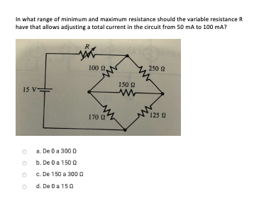 Solved In what range of minimum and maximum resistance | Chegg.com