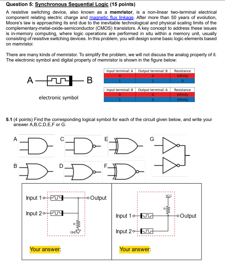 Solved Question 5: Synchronous Sequential Logic (15 points) | Chegg.com