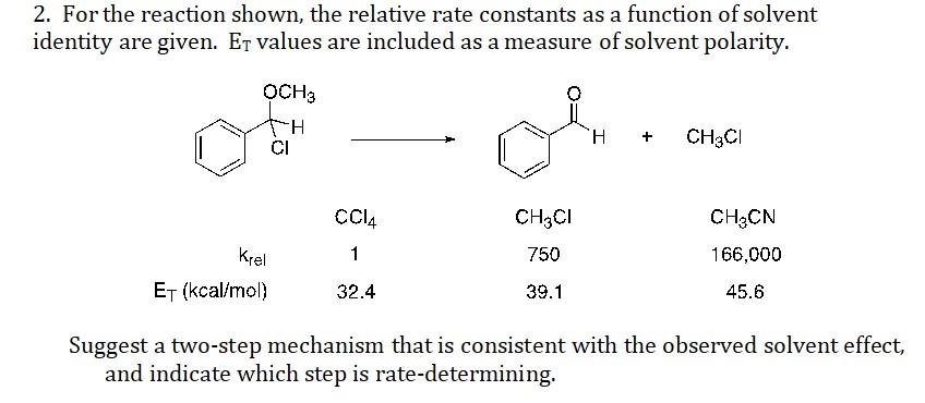 Solved 2. For the reaction shown, the relative rate | Chegg.com