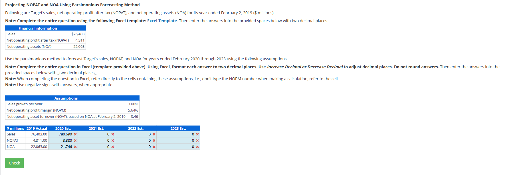 Solved Projecting NOPAT and NOA Using Parsimonious | Chegg.com