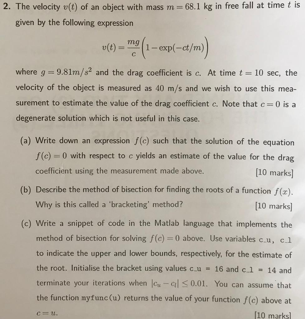 Solved Computational Engineering. Bisection ( don’t copy | Chegg.com
