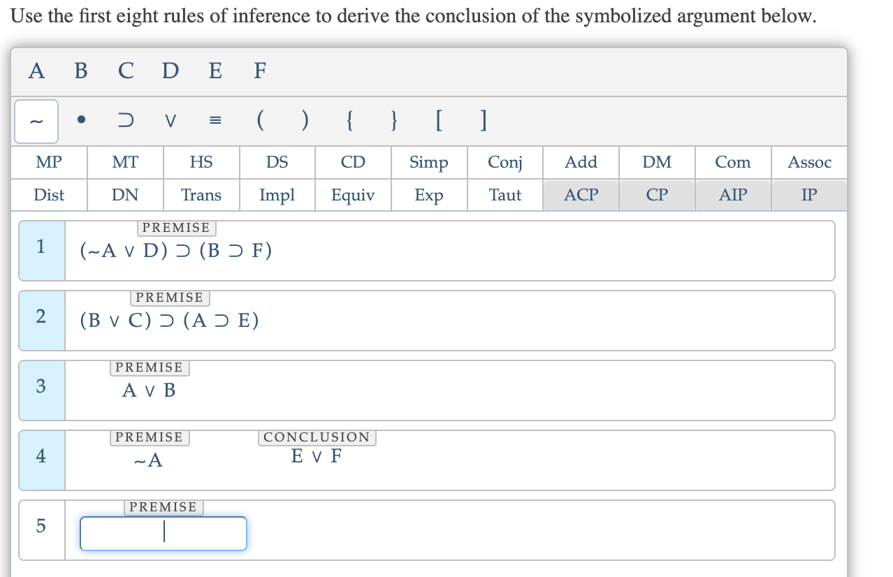 Use the first eight rules of inference to derive the | Chegg.com