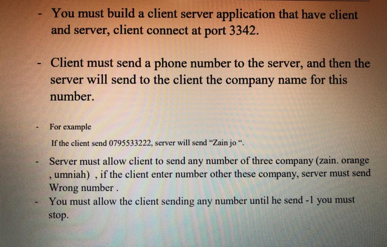 Solved You must build a client server application that have | Chegg.com