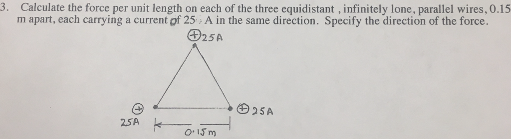 Solved 3. Calculate the force per unit length on each of the | Chegg.com