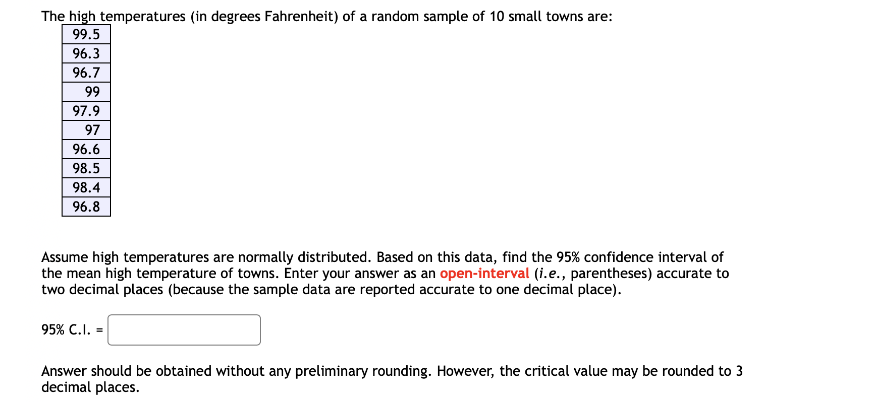 Solved The high temperatures (in degrees Fahrenheit) of a | Chegg.com