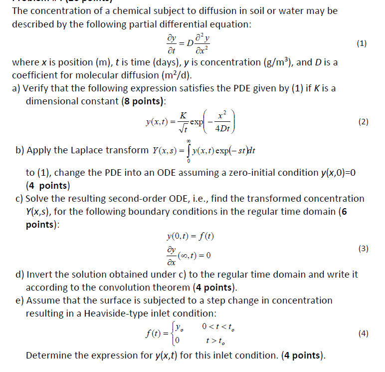 Solved (1) Ox? The concentration of a chemical subject to | Chegg.com