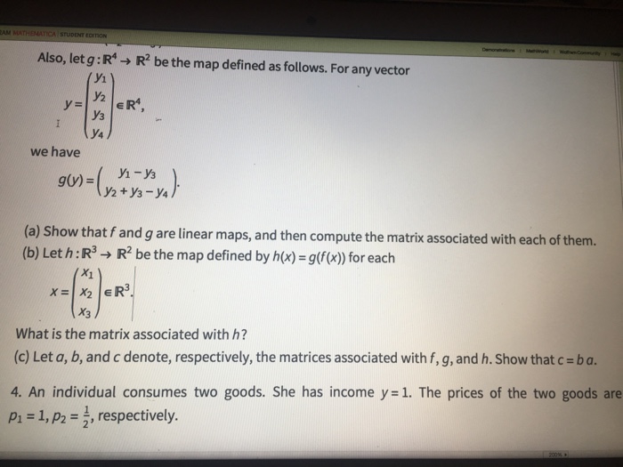 Solved 3, Let f : R3 → R4 be the map defined as follows. For | Chegg.com