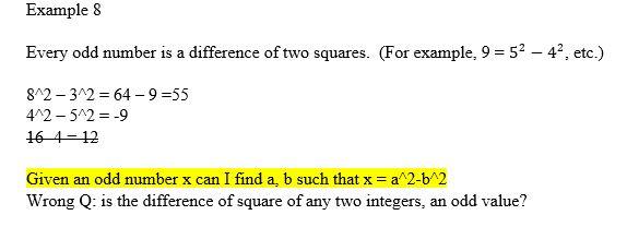 Solved Example 8 Every odd number is a difference of two | Chegg.com