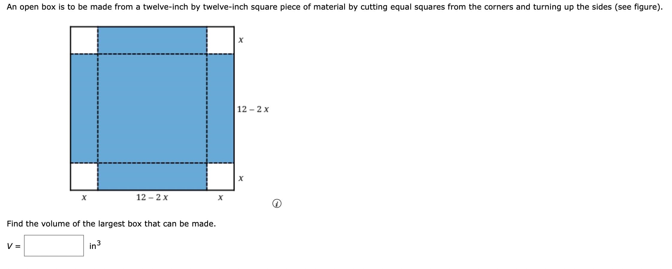 Solved Find the volume of the largest box that can be made. | Chegg.com