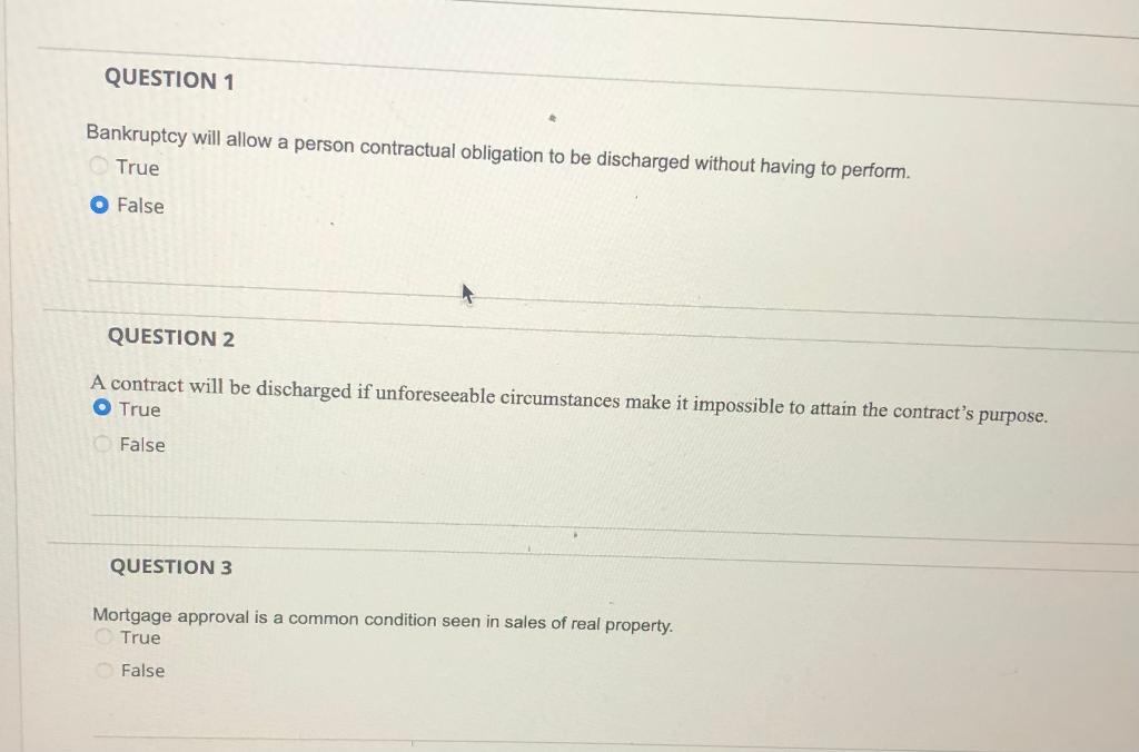 Solved Bankruptcy will allow a person contractual obligation | Chegg.com