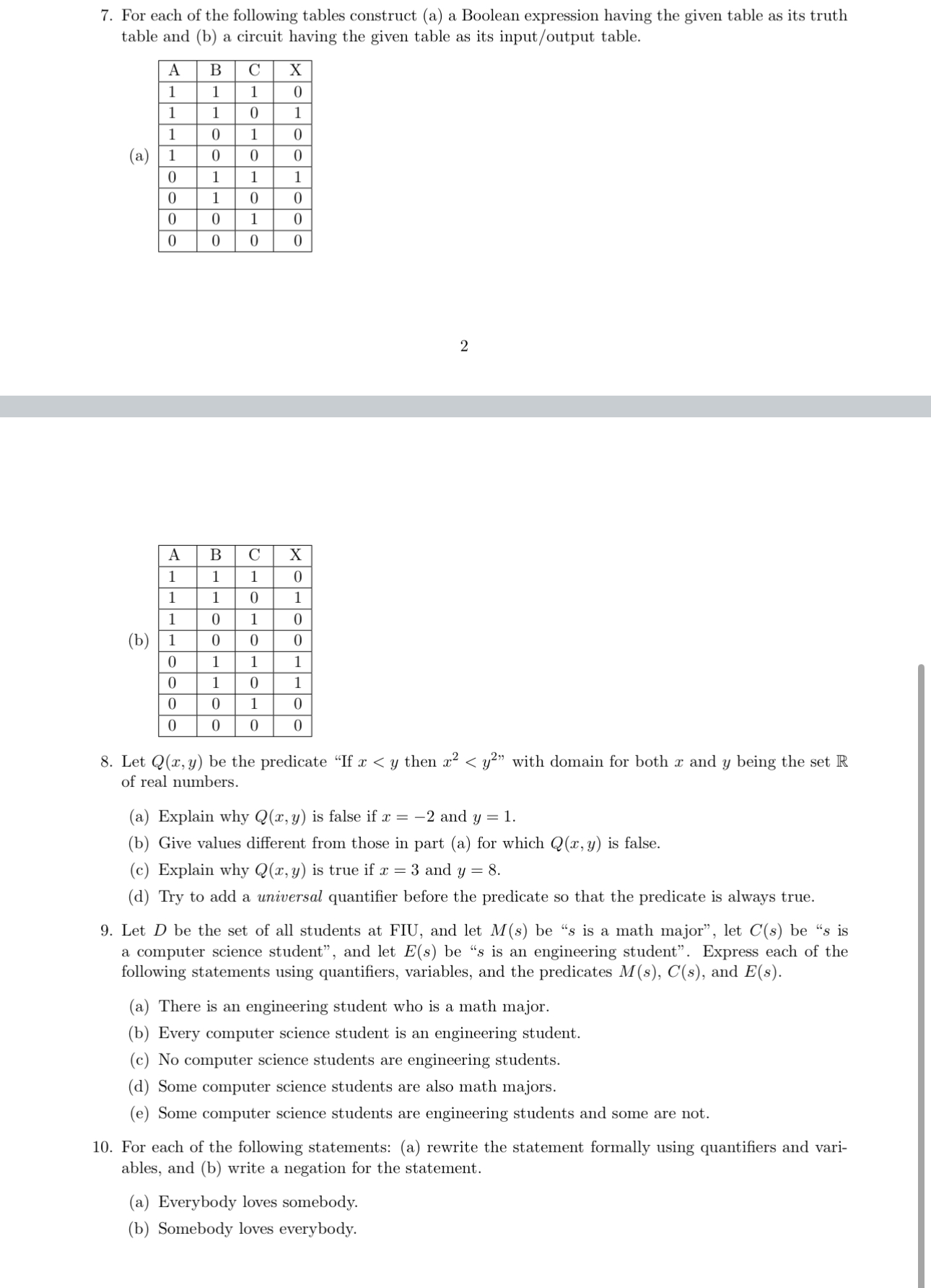 For each of the following tables construct (a) ﻿a | Chegg.com