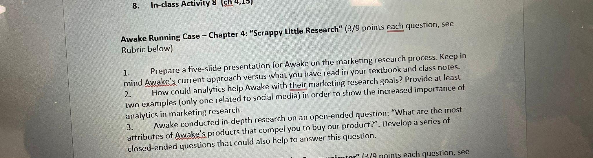 Solved Awake Running Case - Chapter 4: "Scrappy Little | Chegg.com