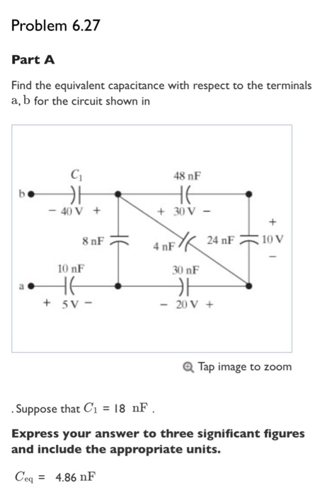 Solved Problem 6.27 Part A Find the equivalent capacitance | Chegg.com